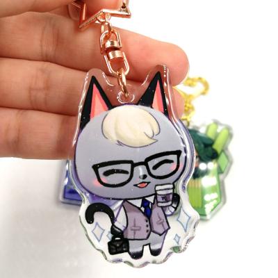 Cina Custom Clear Anime Girl Acrylic Keychain Printed Glitter Epoxy Resin Acrylic Keychain Charms in vendita