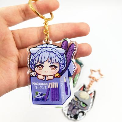 Cina Custom Clear Anime Girl Acrylic Keychain Printed Glitter Epoxy Resin Acrylic Keychain Charms in vendita