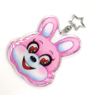 Cina Custom  high quality cartoon acrylic printed clear epoxy acrylic keychain charms as halloween gifts in vendita