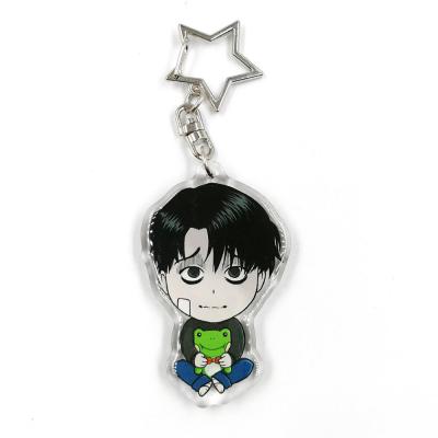 Cina Custom laser cut logo clear printed epoxy acrylic charm keychain anime for comics fans gifts in vendita