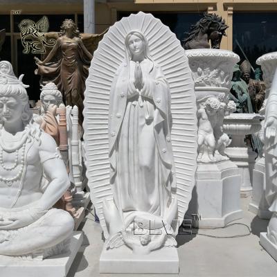 China Marble Virgin Mary Statue Stone Carvings Virgen De Guadalupe Sculpture Catholic Religious Life Size Custom for sale