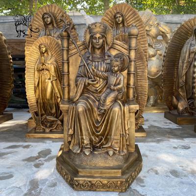 China Brass Mother Mary And Baby Jesus Statue Virgen Maria Bronze Sculpture Life Size Religious Christian Church en venta