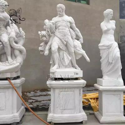 China Natural Stone Greek God Heracles Statue Marble Hercules Sculpture Life Size Antique Decoration Outdoor Park for sale