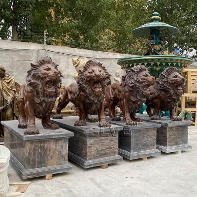 Китай Brass Bronze Roaring Lion Statue Life Size Metal Animal Sculpture Garden Outdoor Spot Goods продается