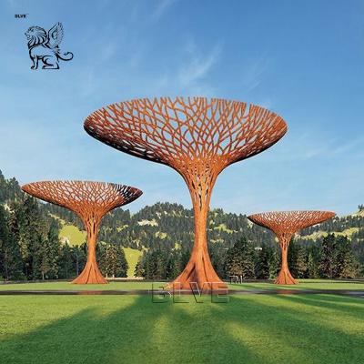 China Corten Steel Big Tree Garden Sculpture Huge Metal Large Outdoor Sculptures Modern Art Abstract Custom for sale