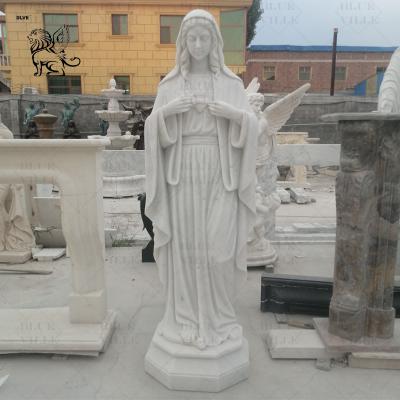 Китай White Marble Virgin Mary Statue Praying Life Size Religious Stone Sculptures Outdoor Church Decoration продается