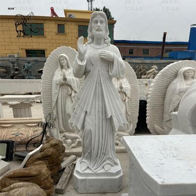 China White Marble Divine Mercy Statue Jesus Sculpture church Life Size Catholic Religious Home Decor Outdoor for sale