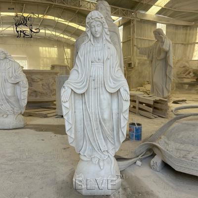 China Marble Virgin Mary Sculpture Life Size Religious Saint Mary Statue Stone Carving Home Decoration Church for sale