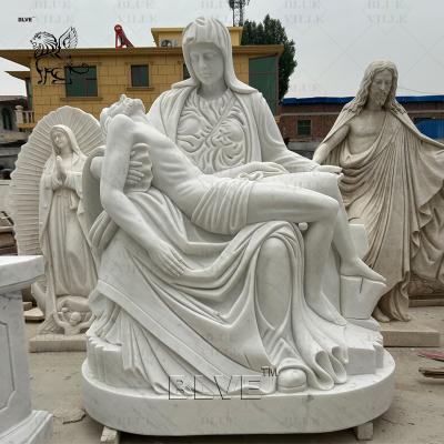 China Marble Virgin Mary Statue Religious Pieta Sculpture Mourning Christ Jesus Handcarved Life Size Church Decoration for sale