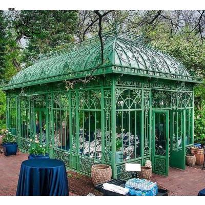 China Salón solar móvil de hierro fundido Gazebo de hierro fundido Casa verde de metal reforzada de forma segura en venta