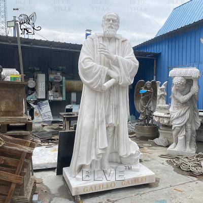 China Estatua de Galileo Galilei de mármol blanco Estatua de piedra tallada a mano Escultura Decoración de jardín Gran exterior europeo en venta