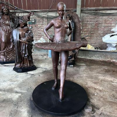 China Escultura de la chica danzante de bronce Arte de metal Ballet Mujer figura Estatua tamaño de vida Casting Decoración de jardín al aire libre en venta