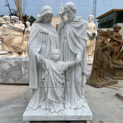 China Estatua de la Sagrada Familia de mármol Estatuas de María de piedra natural Estatuas de María de piedra natural Tamaño personalizado en venta