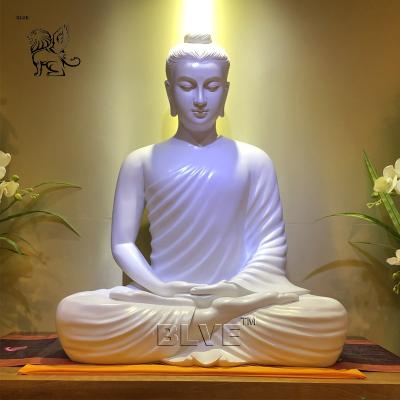 China Estatua de Buda de mármol blanco, decoración del hogar, estatuas de Buda de tamaño natural, talladas a mano, decoración de jardín en venta