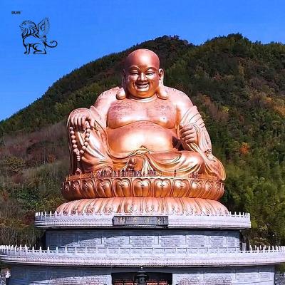 China Bronze Laughing Buddha Statue Maitreya Sculpture Happy Buddha Brass Metal Buddhist Figure Large Custom for sale