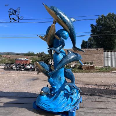 China Bronze Garden Dolphin Fountain Metal Animal Large Water Fountains Outdoor Home Decorative Custom Custom for sale
