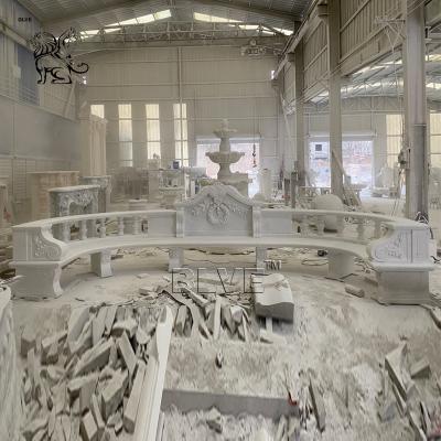 China Banco de mármol Parque Piedra natural Productos de jardín Bancos curvos Tallado a mano Decoración exterior en venta