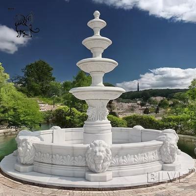 China Fuente de agua de jardín de mármol blanco Fuentes de cascada de 4 niveles Gran paisajismo al aire libre en venta