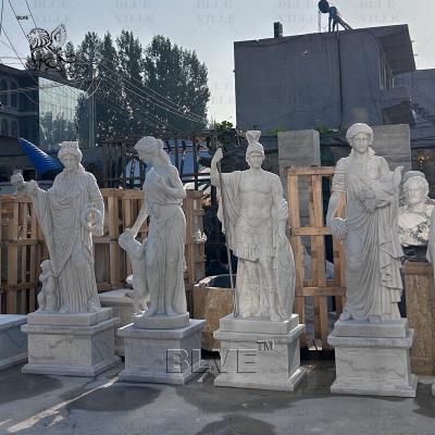 Китай Белая мраморная скульптура воина в натуральную величину для сада, древнегреческая богиня, бог, каменные статуи, декор для улицы и дома продается