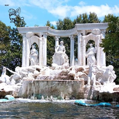 China Mármol Fuente de Trevi Dios griego Poseidón Cascada Fuentes Esculturas de piedra blanca Tallado Decorativo Exterior Grande en venta