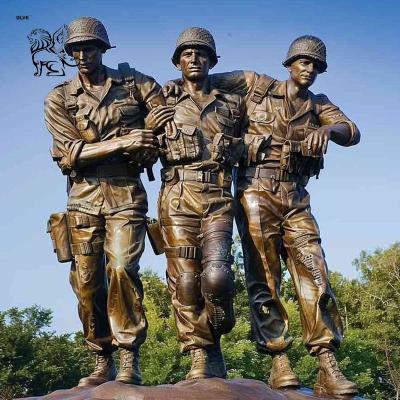 China Bronze Warriors Soldier Sculpture Life Size Metal Martyr Memorial Statue Peace Series Customized for sale