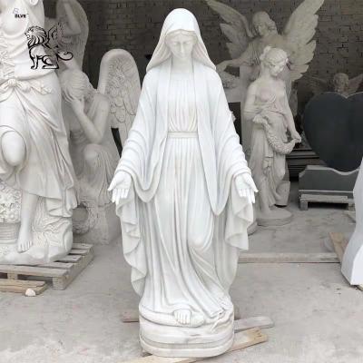China Marble Mary Statues Religious Virgin Sculpture Life Size Natural Stone Garden for sale