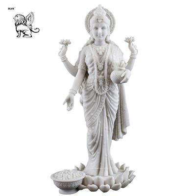 China Marble Lakshmi Sculpture Stone Hindu God Fortune Goddess Indian Religious for sale