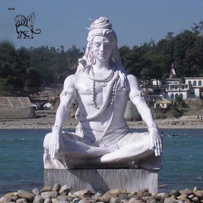China BLVE White Marble Life Size Lord Shiva Garden Statues Stone Sculpture Hindu God Large Outdoor Religious for sale