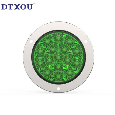 China 4 Inches Round Red/amber Led Ip67 Waterproof 10-30v Submersible Trailer Tail Lights With Brake Light/drl/flow Turn Signal Lamp for sale