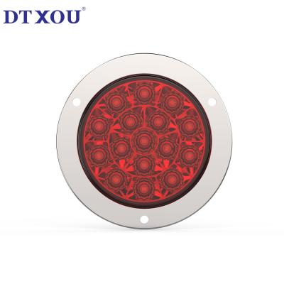 China 4 Inches Round Red/amber Led Ip67 Waterproof 10-30v Submersible Trailer Tail Lights With Brake Light/drl/flow Turn Signal Lamp for sale