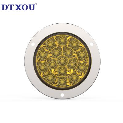 China 4 Inches Round Red/amber Led Ip67 Waterproof 10-30v Submersible Trailer Tail Lights With Brake Light/drl/flow Turn Signal Lamp for sale