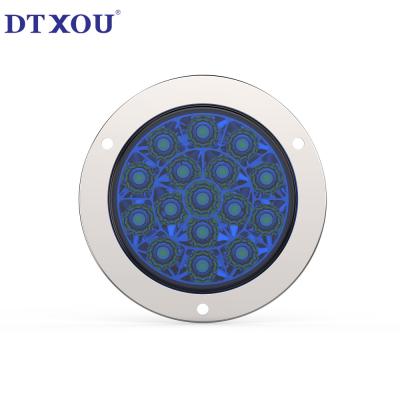 China 4 Inches Round Red/amber Led Ip67 Waterproof 10-30v Submersible Trailer Tail Lights With Brake Light/drl/flow Turn Signal Lamp for sale