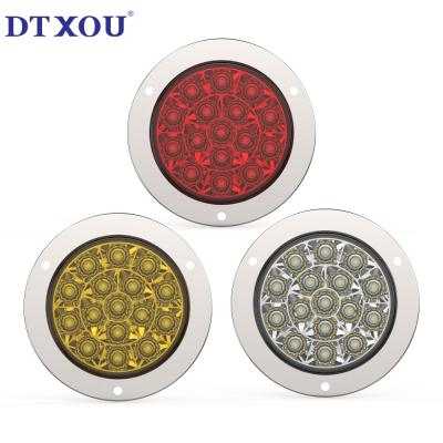 China 4 Inches Round Red/amber Led Ip67 Waterproof 10-30v Submersible Trailer Tail Lights With Brake Light/drl/flow Turn Signal Lamp for sale