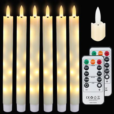 China Warm Yellow Electric Taper Candles Remote Control Taper Candle With Timer for sale