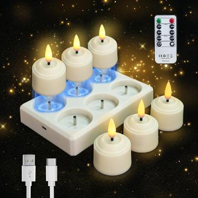 China Customized Battery Tea Candles Cylindrical LED Votive Tea Lights Rechargeable for sale