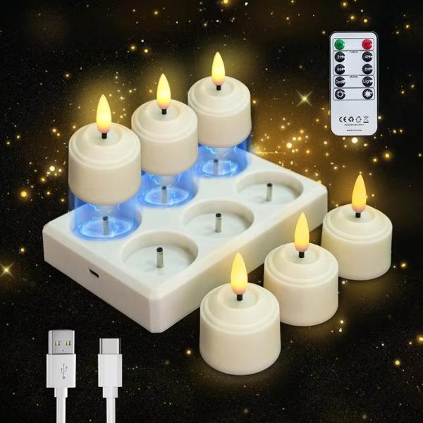 Quality Remote Control Battery Tea Candles USB Rechargeable Tea Lights Candles for sale