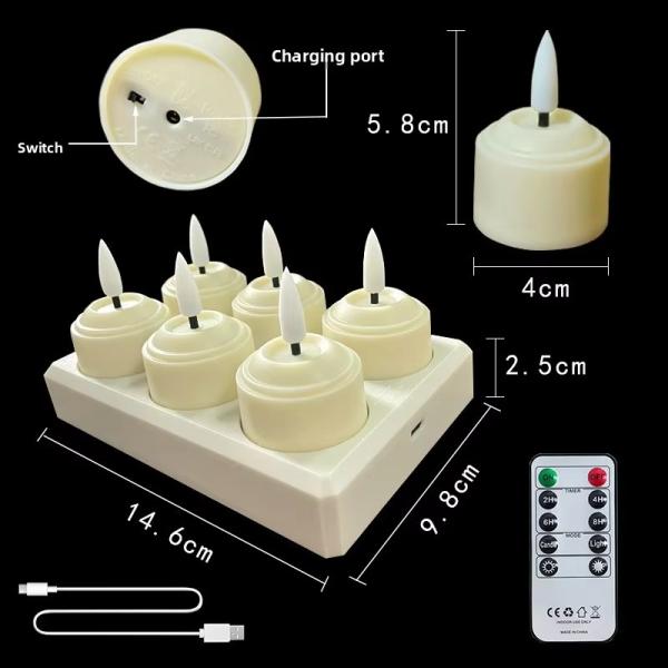 Quality Remote Control Battery Tea Candles USB Rechargeable Tea Lights Candles for sale