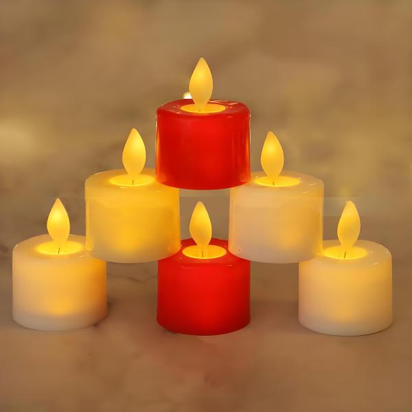 Quality Cordless Remote Tea Light Candles Plastic Electric Tea Light Candles White / Yellow / Red for sale