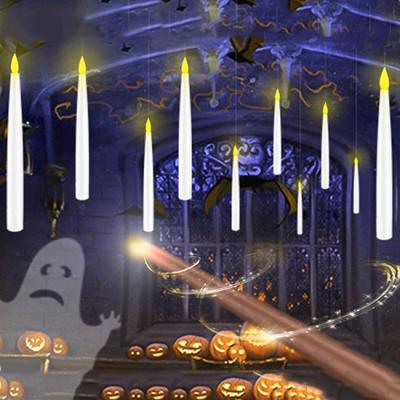 China Glossy Flameless Taper Floating Candles Customized Hanging Candles With Wand Remote for sale