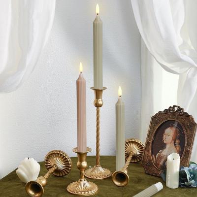 China Morandi Color Flameless Taper Candles OEM Electric Wax Candles Remote Control for sale