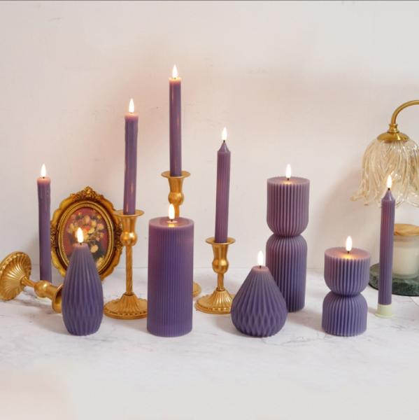 Quality Creative Shape Custom LED Candles Purple Battery Operated Candles For Wedding for sale