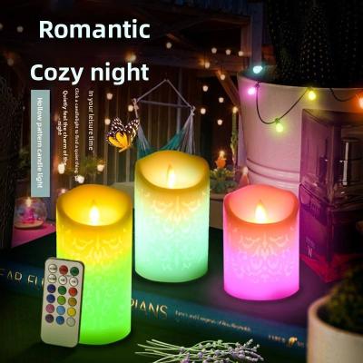 China Pink Customize Rgb Color Changing Light Rechargeable Tall Led Flameless Flickering Flame Wax Smokeless Candles Remote Control for sale