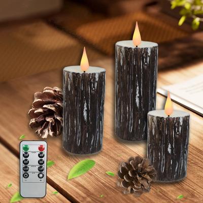 China Manufacturer 10cm Real Wax Flameless LED Candles Battery Operated Pillar Remote Control Electric Flickering Candle by Piece for sale