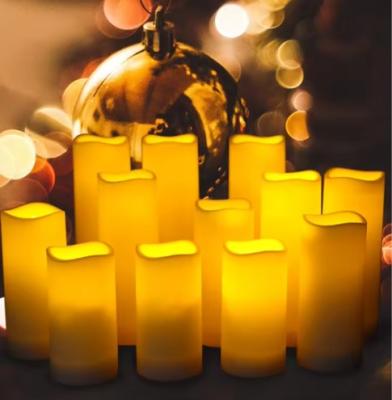China 12PACK Outdoor Plastic Flickering  Flameless Pillar LED Candles with Remote Control and Timer for Camping Weddings for sale