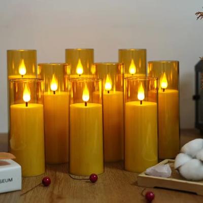 China Led Acrylic Cup Candle Light Battery Candles Home Easter Halloween Christmas Weddings Decor Led Pillar Luminous Flameless Candle for sale