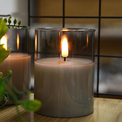 China Home Decoration Paraffin Wax Glass Customized Flameless Led Candle for sale