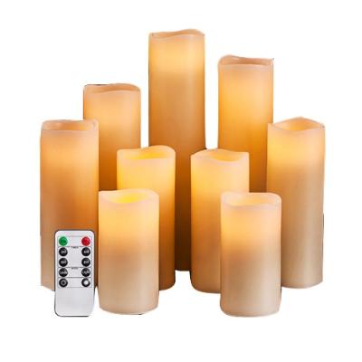 China 3D Flameless Battery Operated Led Candles Remote Control Pillar Waved Real Paraffin Wax Led Candle Light for Decoration for sale