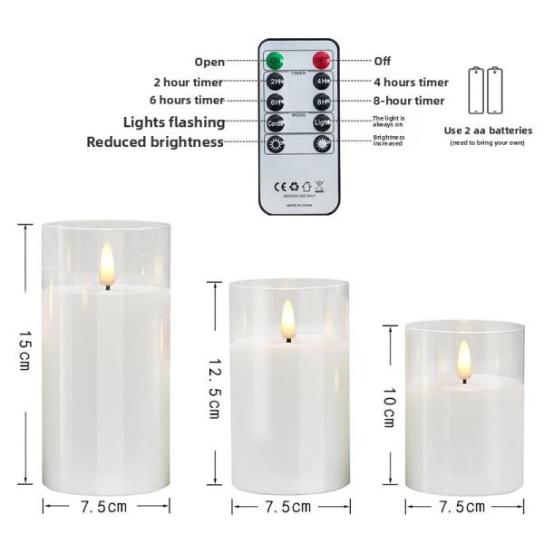 Quality Remote Control Warm White Smokeless LED Glass Flameless Candle for Home for sale