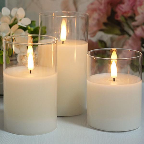 Quality Remote Control Warm White Smokeless LED Glass Flameless Candle for Home for sale