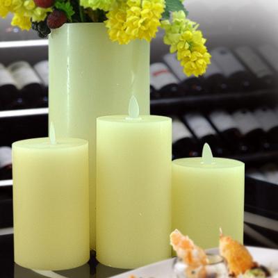 China Flat Top LED Pillar Candles Handmade 3D Realistic Flame Candle White For Church Decor for sale